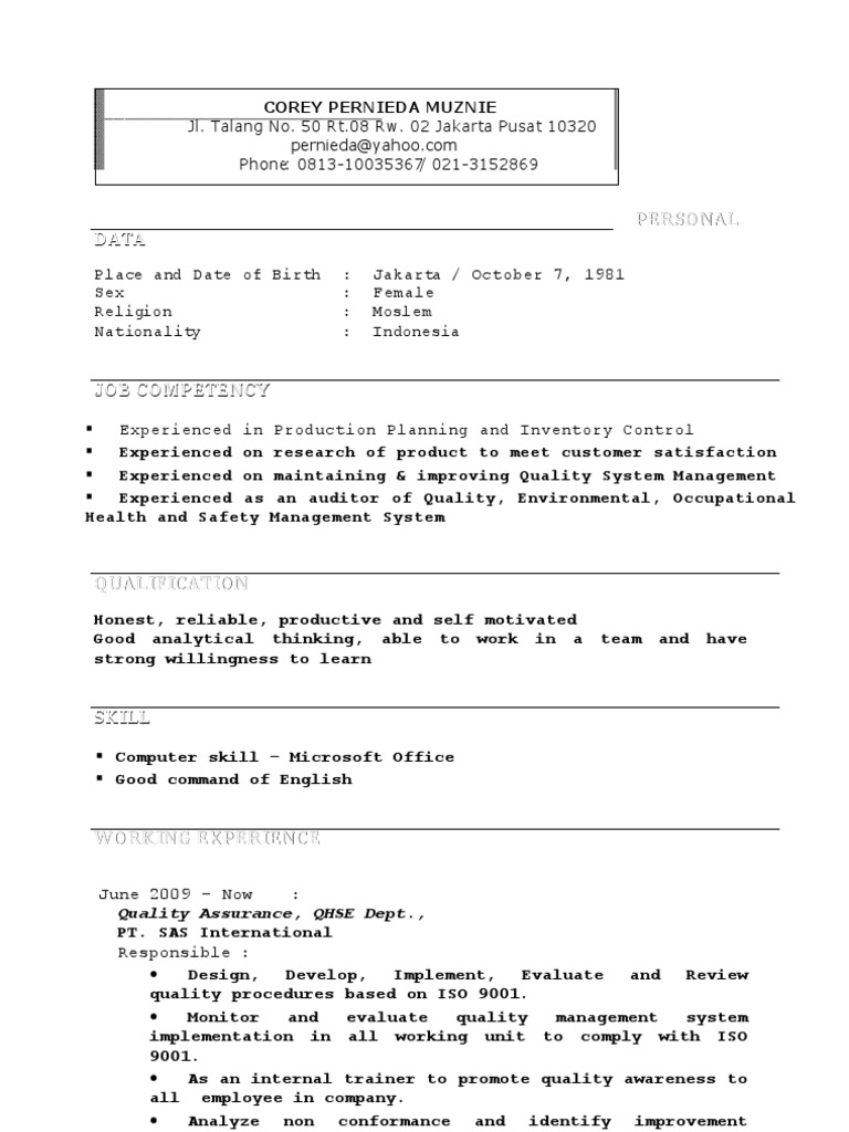 Resume 1 2 | PDF | Iso 9000 | Regulatory Compliance