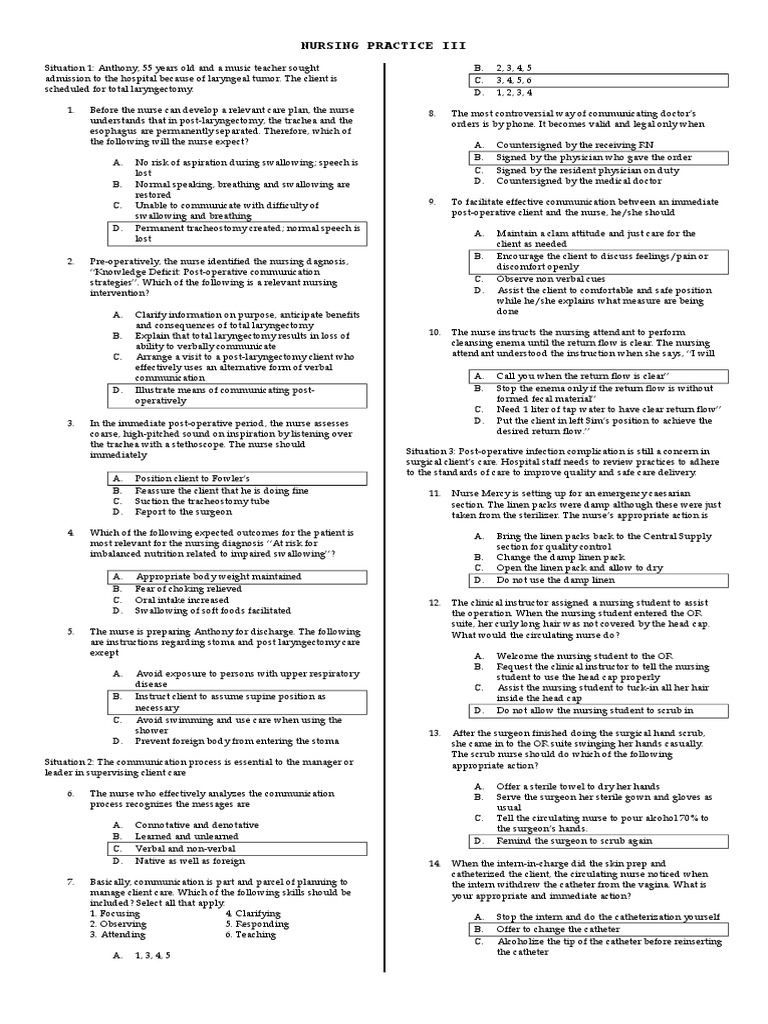 NP3 Q&a | PDF | Surgery | Nursing