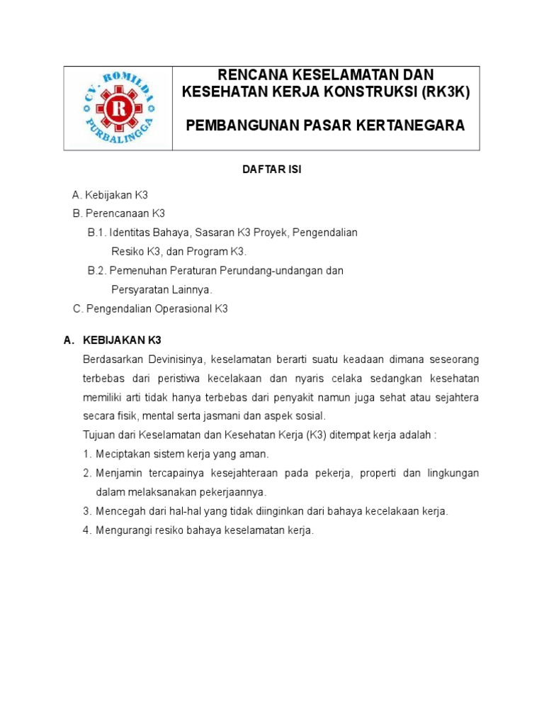 Rk3k Pembangunan Pasar Kertanegara | PDF