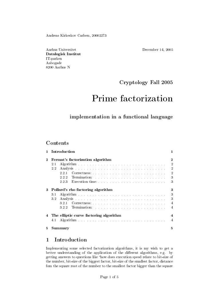 Prime Factoring Pdf Factorization Algorithms