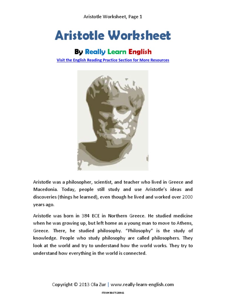 Aristotle Reading Activity | PDF | Aristotle | Question