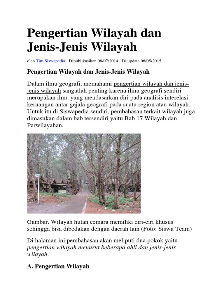 Definisi dan Jenis Wilayah Geografi | PDF