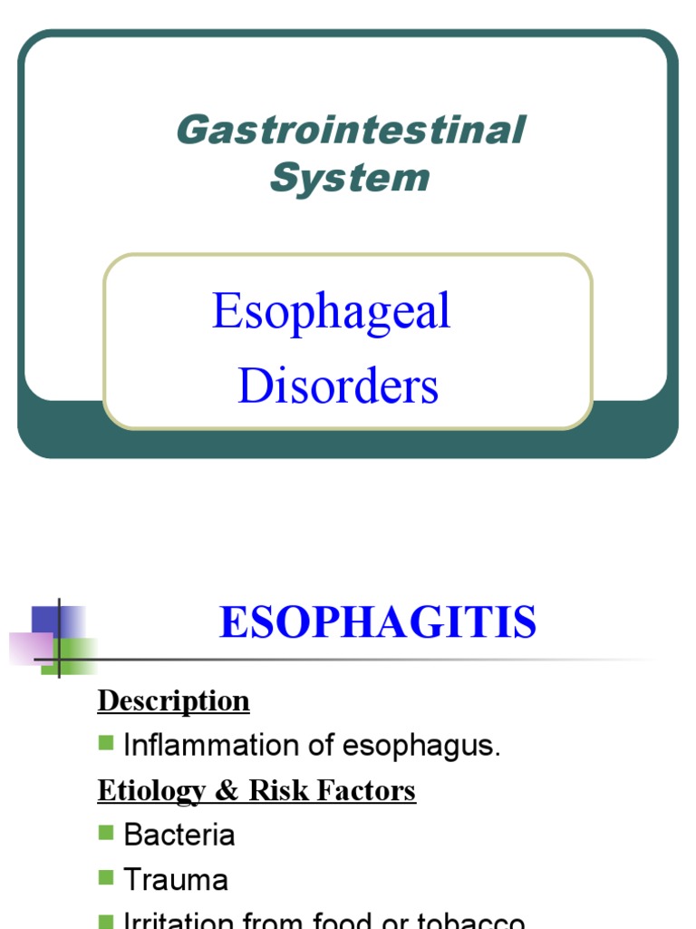 Gastrointestinal System: Esophageal Disorders | PDF | Gastroesophageal ...