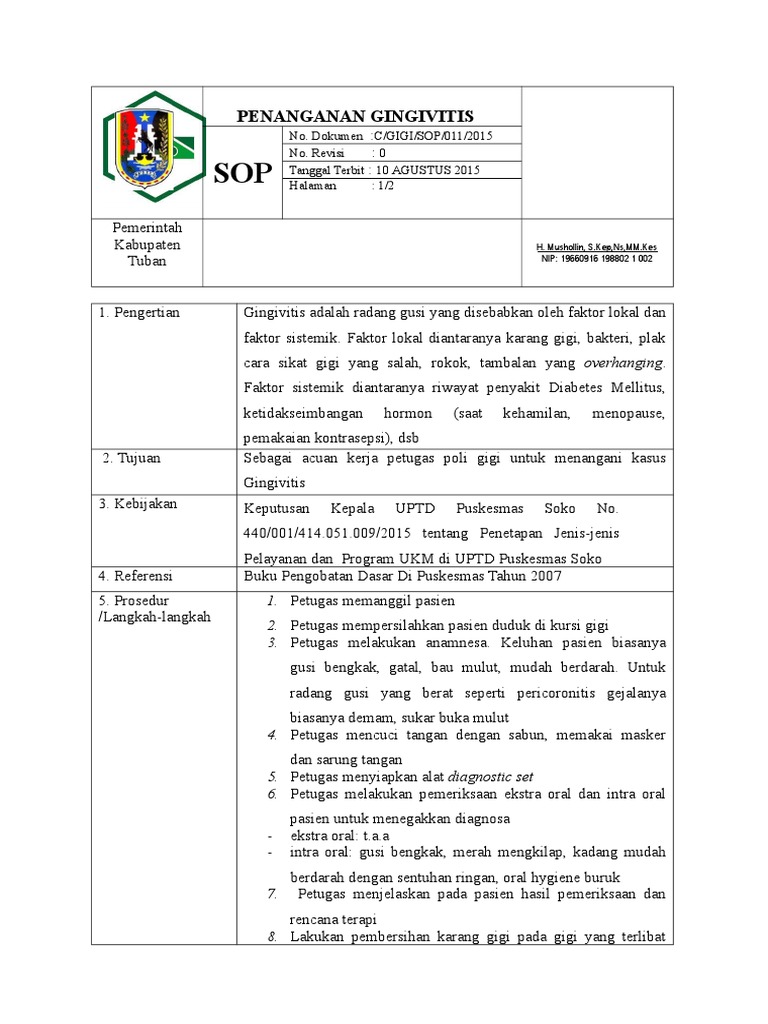 Sop Penanganan Gingivitis Fix | PDF