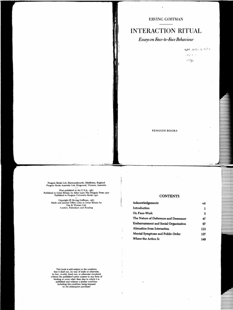Goffman - On Face Work 1972 | PDF | Rituals | Behavioural Sciences