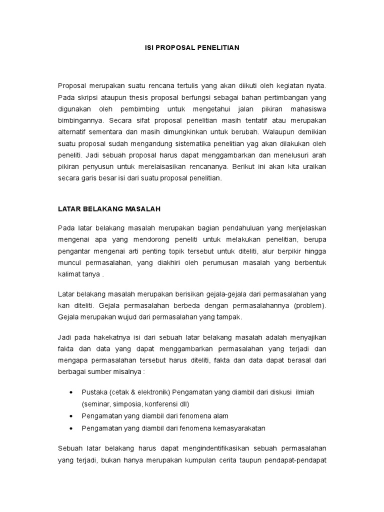 Isi Proposal Penelitian | PDF