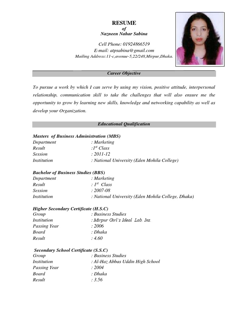 CV of Sabina | PDF | Behavior Modification