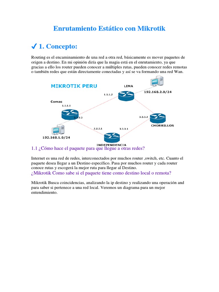 Enrutamiento Estático Con Mikrotik | PDF