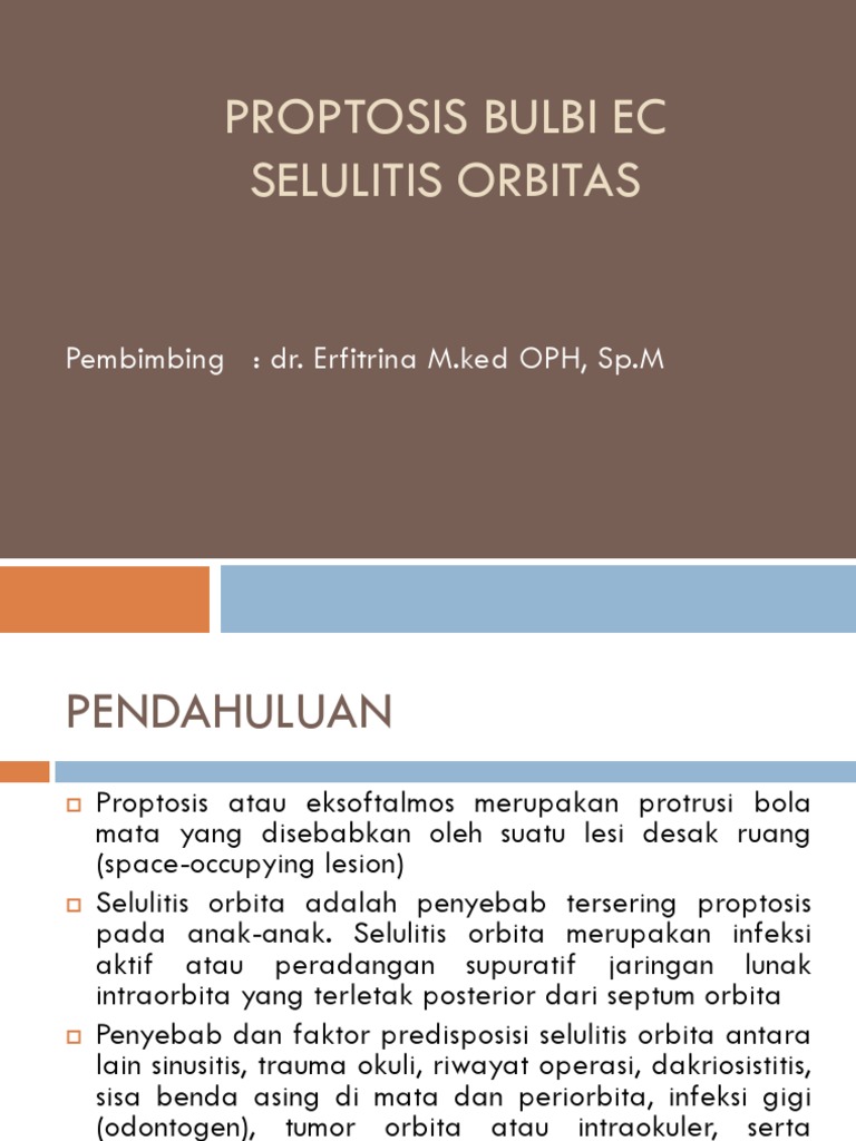 Proptosis Bulbi Ec Selulitis Orbitas | PDF