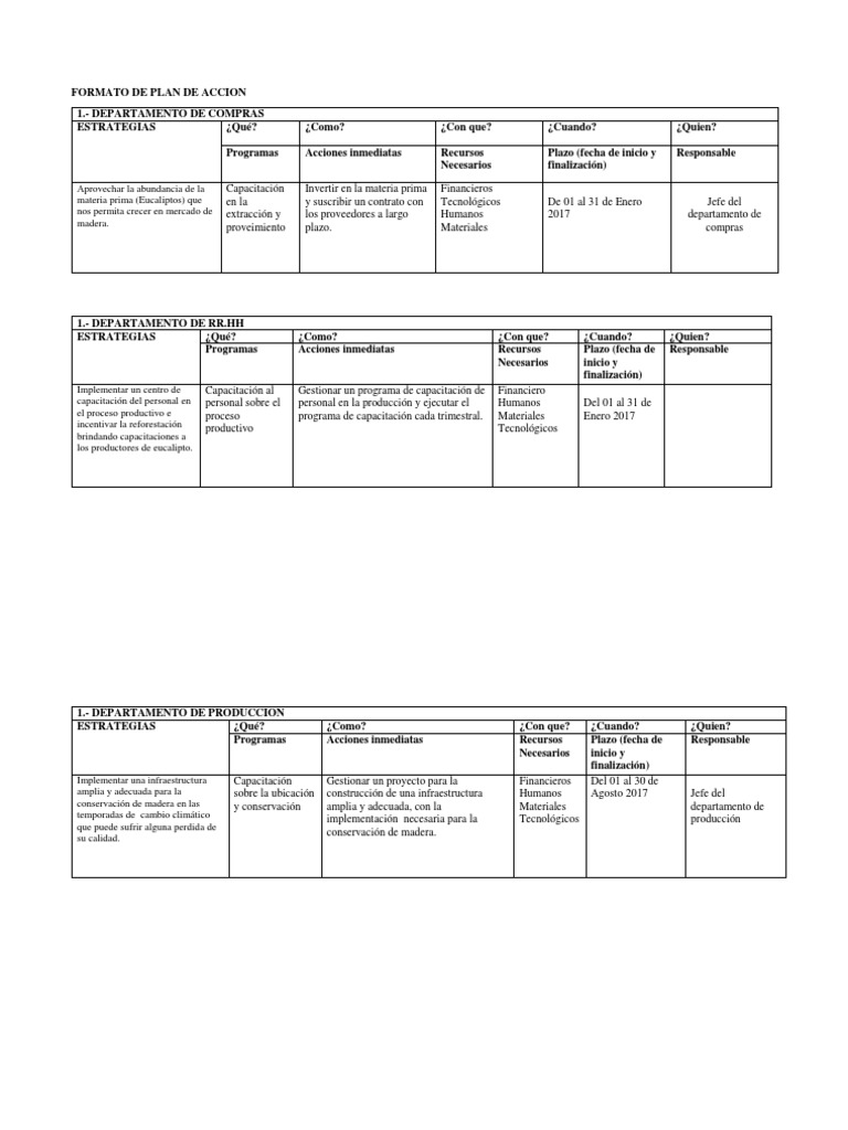 Formato de Plan de Accion | PDF | Calidad (comercial) | Business