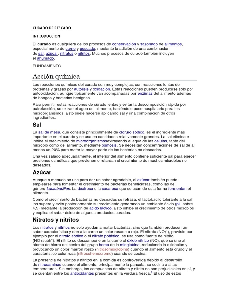 Curado de Pescado | PDF | Curado (Conservación de Alimentos) | Alimentos