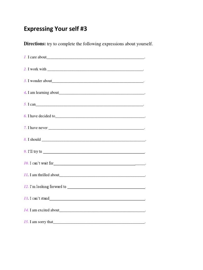 Express Yourself Worksheet #3 | PDF | Language Arts & Discipline