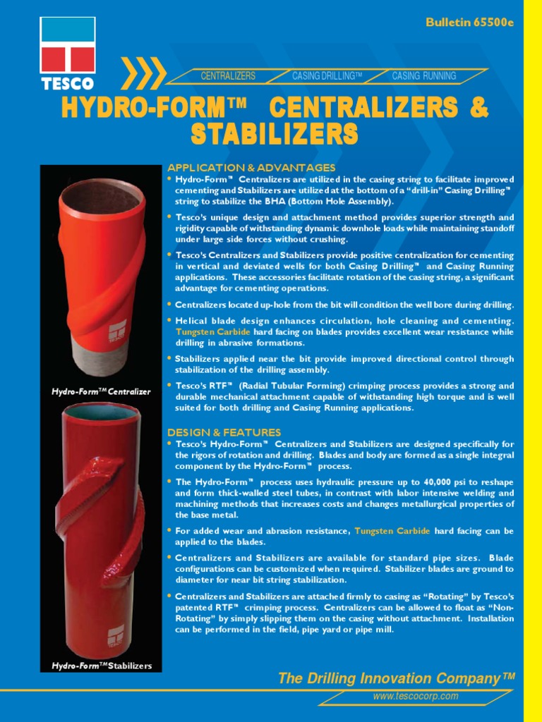TESCO Hydro-Form Centralizers | PDF | Casing (Borehole) | Building ...