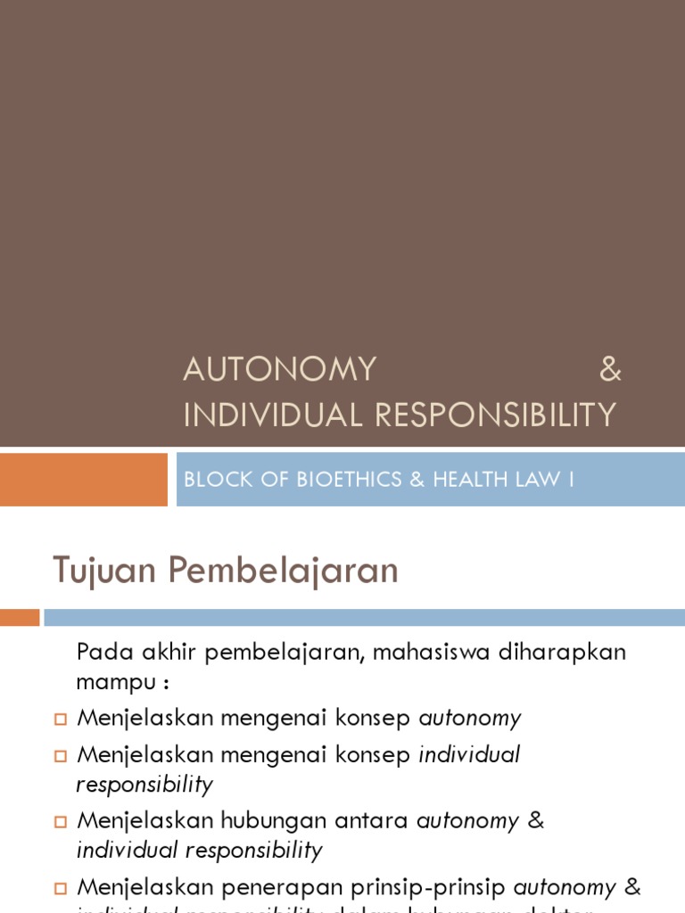 Autonomy & Individual Responsibility | PDF