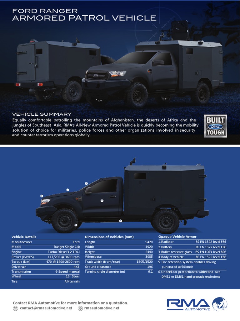 Brosur RMA Ford Armored Patrol Vehicle FLYER | PDF | Off Roading | Tire