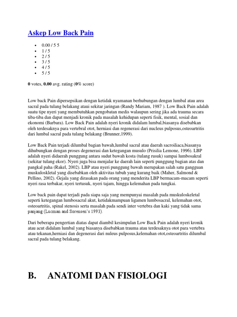 1 Askep Low Back Pain | PDF