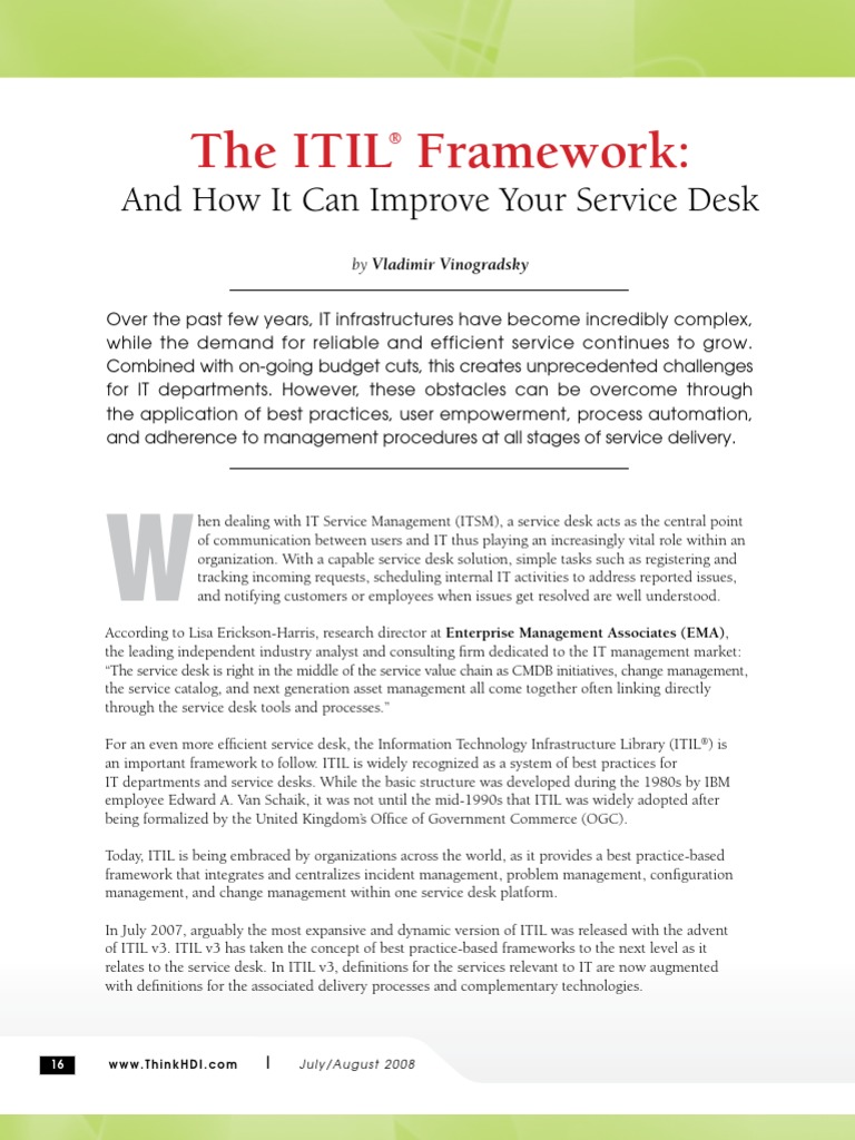 The Itil Framework | PDF | It Service Management | Itil
