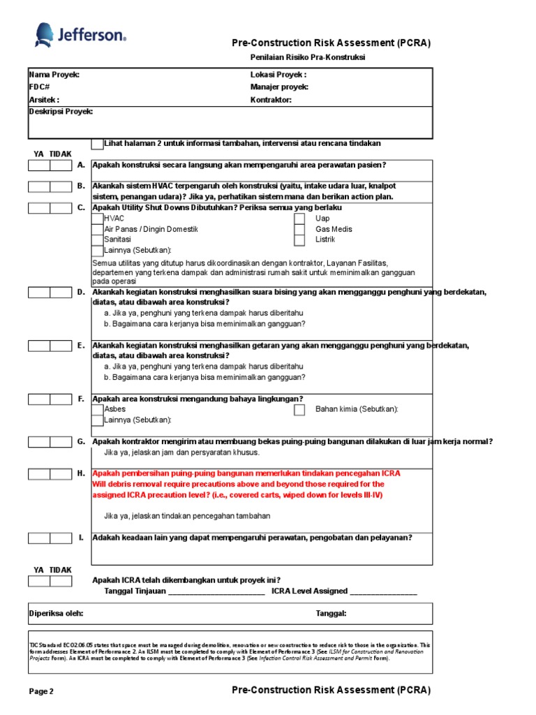 Pre Construction Risk Assessment (PCRA) 7-10-2015