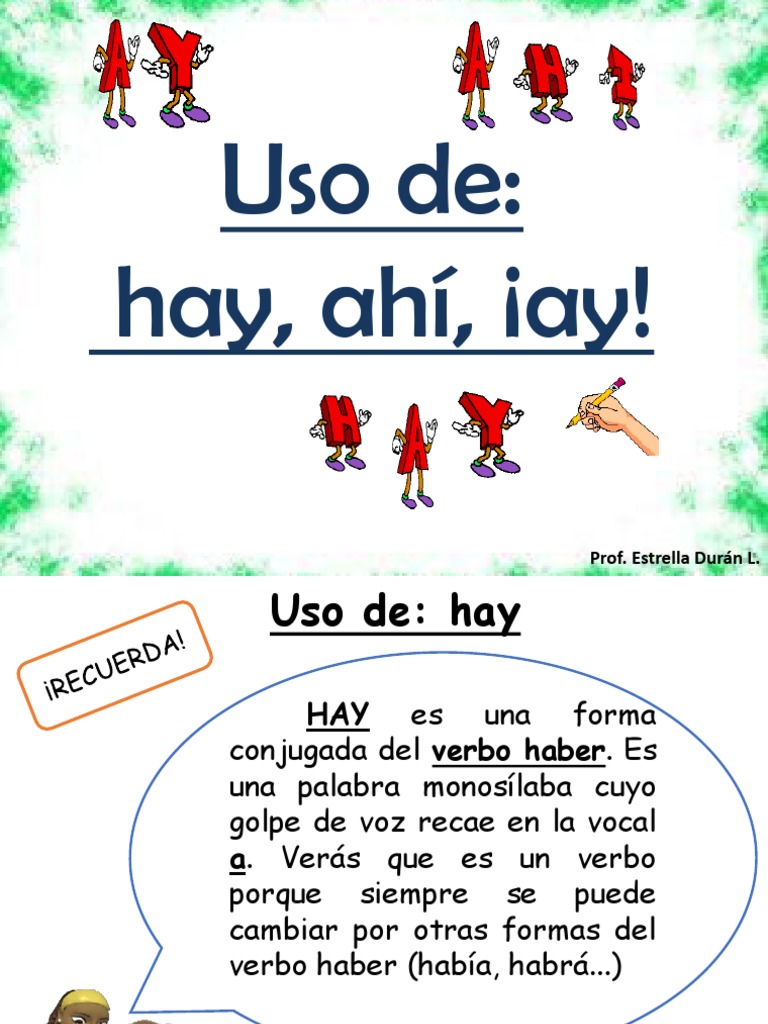 Ppt. Apoyo Clase de Lenguaje. Uso de Hay Ahí Ay - PPSX | PDF | Poesía