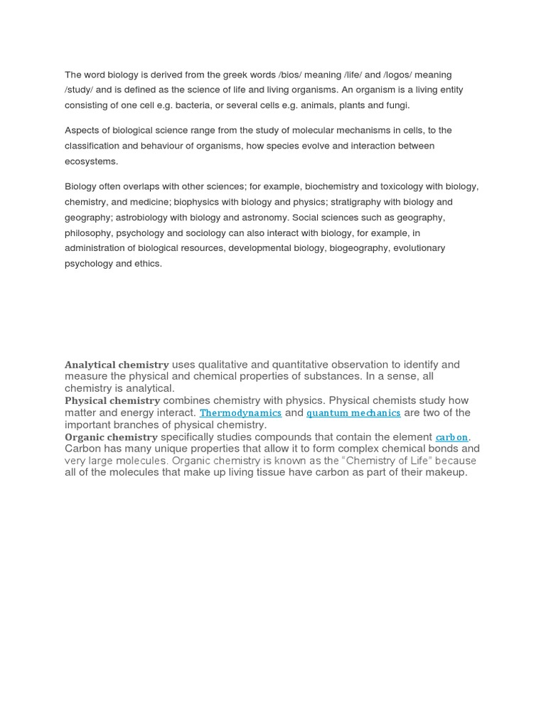 An Introduction to the Fundamental Concepts of Biology | PDF