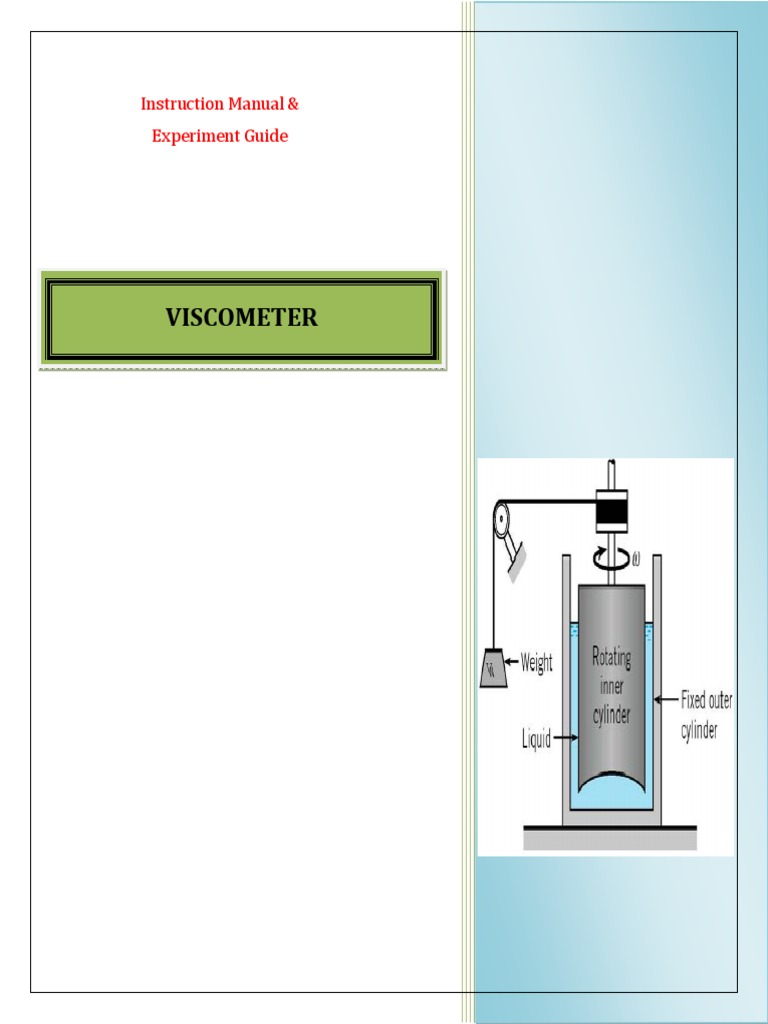 Viscometer: Instruction Manual & Experiment Guide | PDF | Viscosity | Shear Stress