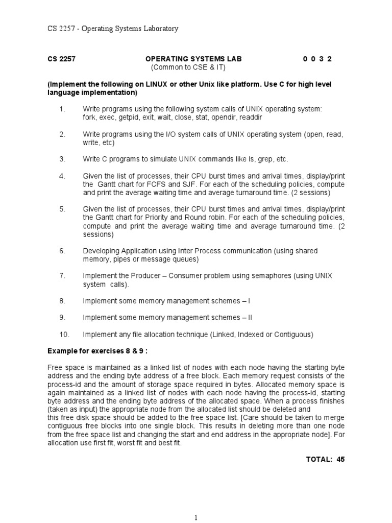 CS2257 | PDF | Scheduling (Computing) | Kernel (Operating System)