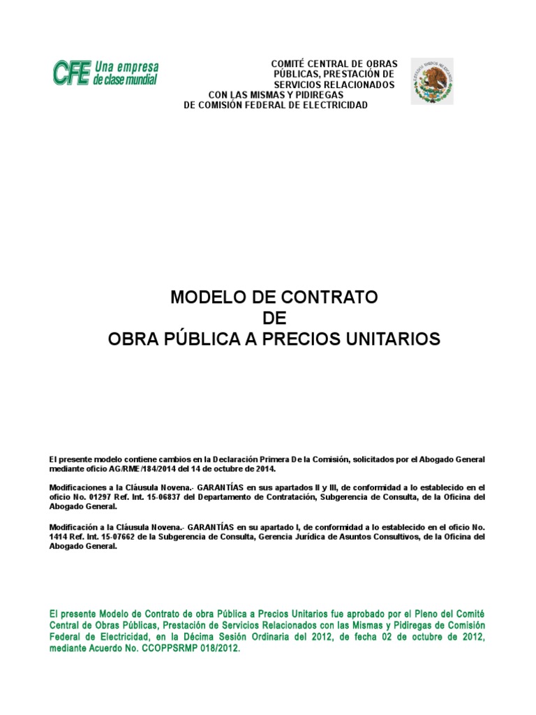 Anexo 4 Modelo de Contrato Obra Publica A Pu | PDF | Presupuesto | México