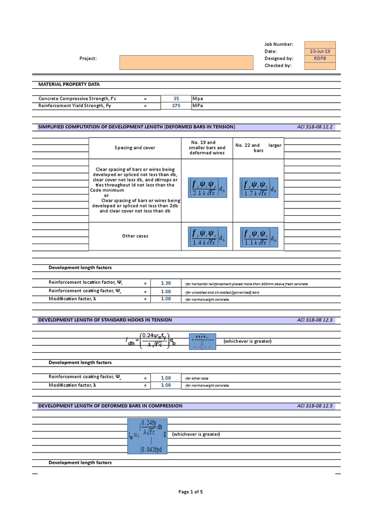 Development Length ACI 318-14 v2.0 | PDF | Building Technology ...