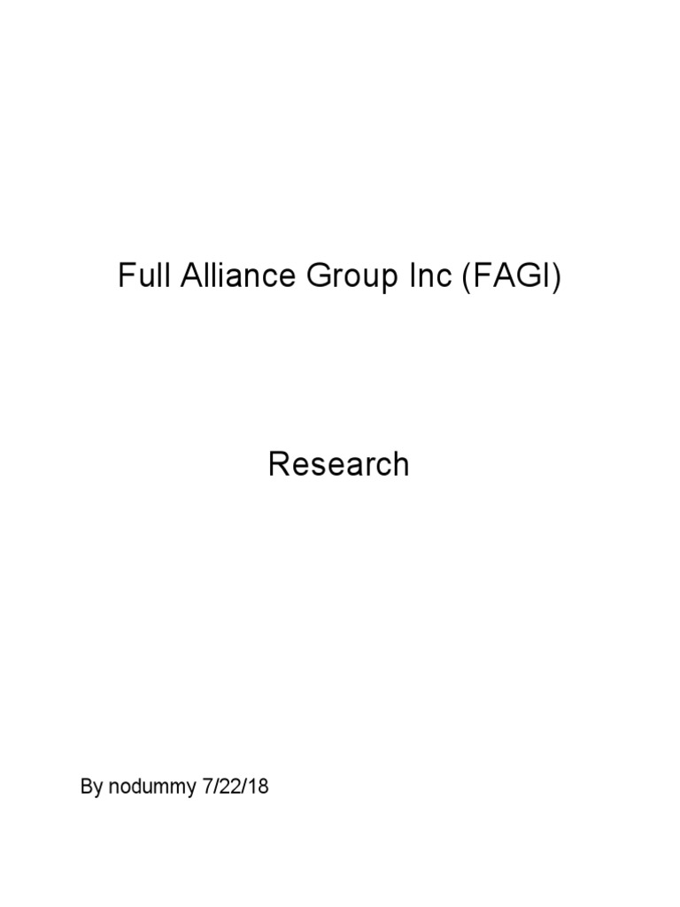 Full Alliance Group Inc (FAGI) | PDF | Stocks | Mergers And Acquisitions