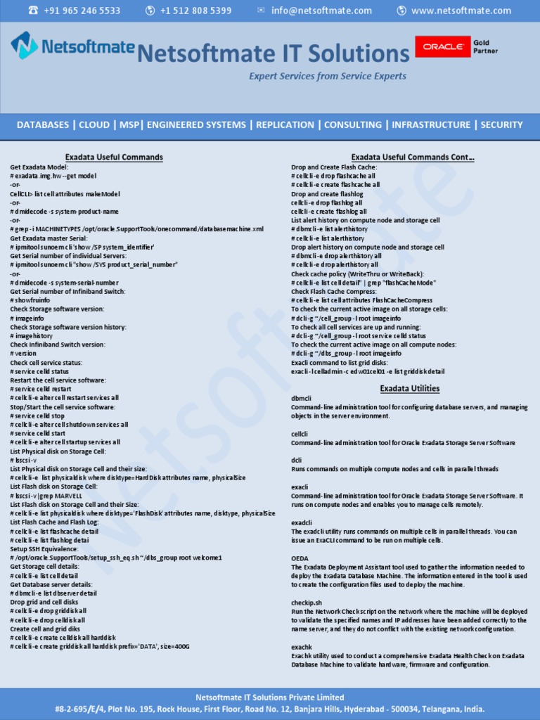 Oracle Exadata Pocket Reference | PDF | Oracle Database | Data