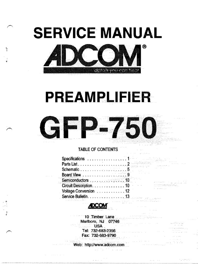 Adcom GFP-750 Service Manual | PDF