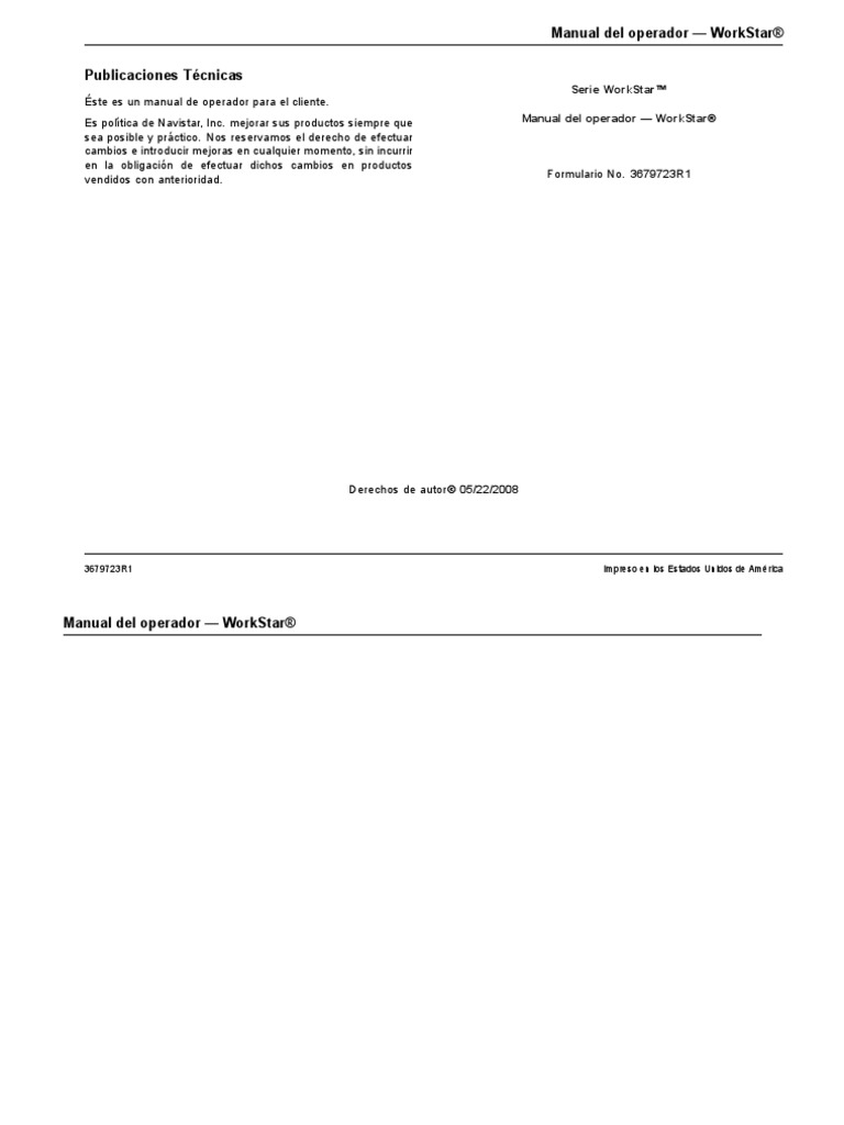 Manual de Operador International Workstar 7600 | PDF | Eje | Tracción en las cuatro ruedas