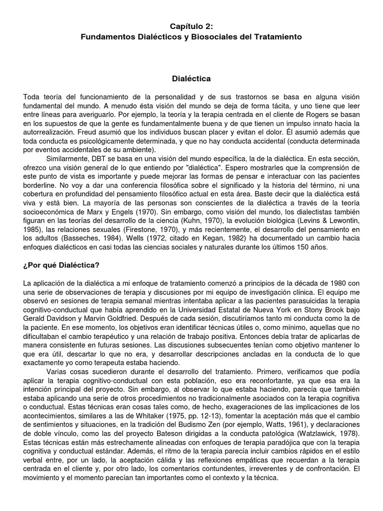 CAPÍTULO 2 Marsha Linehan DBT | PDF | Trastorno límite de la ...