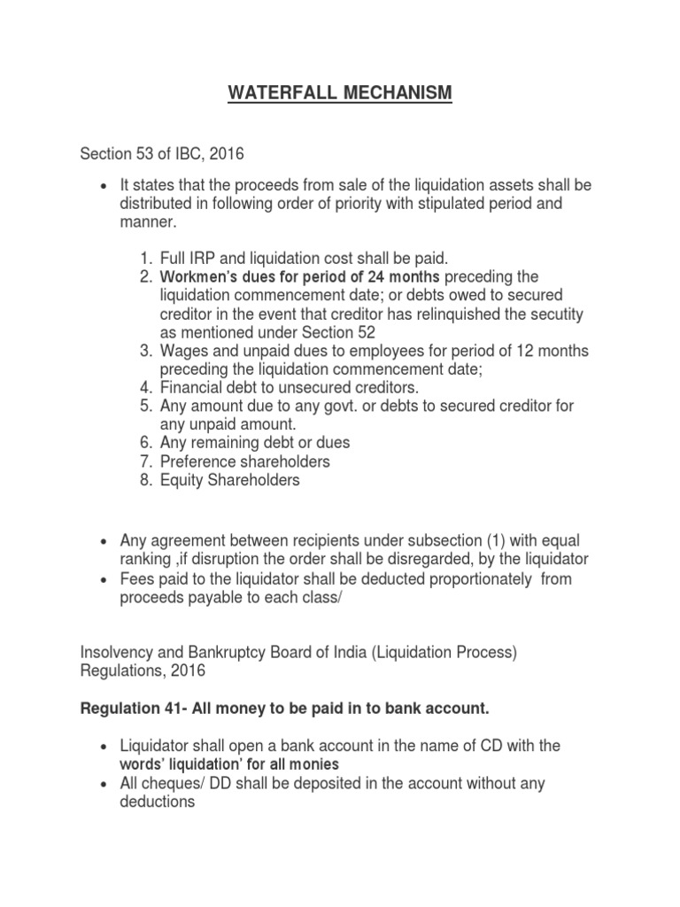 Waterfall Mechanism | PDF | Liquidation | Bankruptcy