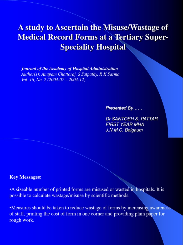 Evaluation of The Exit Proformas in Use at Special Wards of A Public ...