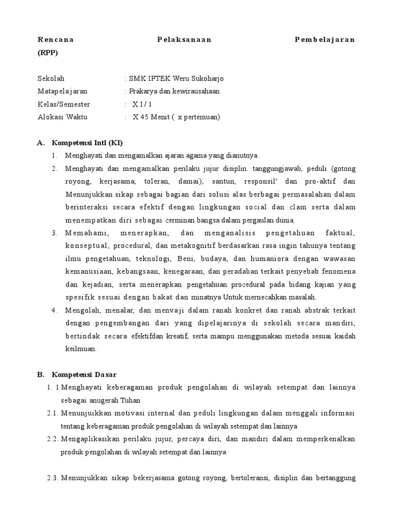 RPP Produk Kreatif | PDF