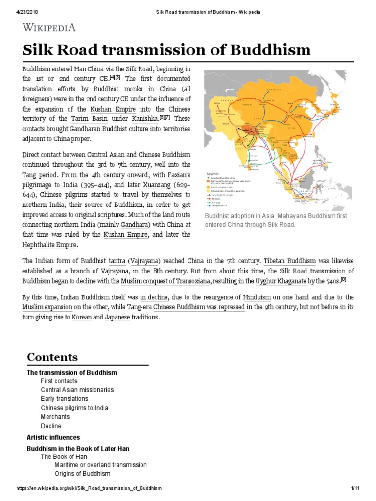 Silk Road Transmission of Buddhism | PDF | Silk Road | Indian Religions