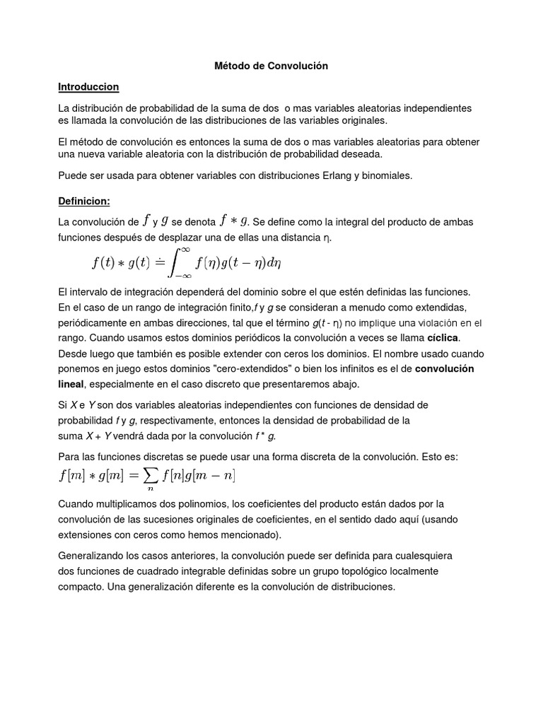 Método de Convolución en Probabilidad | PDF | Circunvolución ...