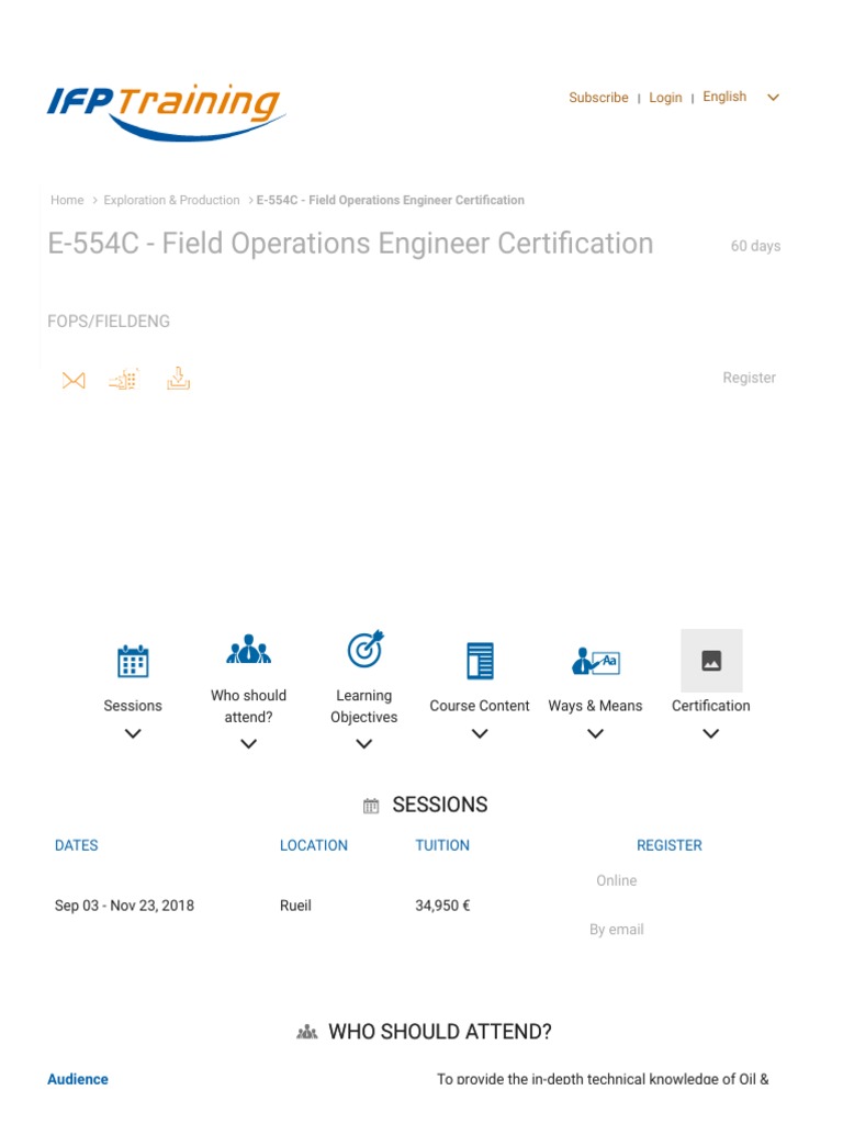 Course FOPS - FIELDENG E-554C - Field Operations Engineer Certification ...