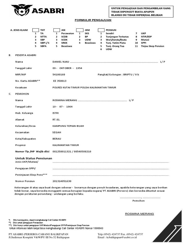 Formulir Pengajuan Baru | PDF