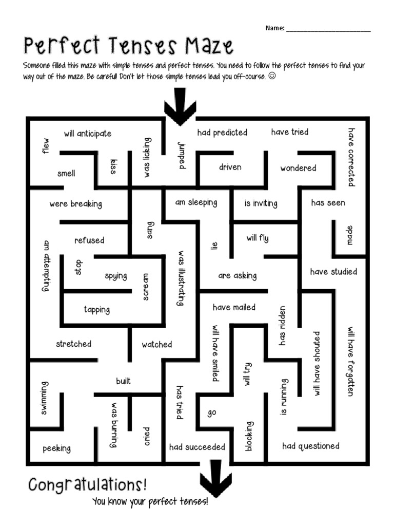 Perfect Tenses Maze | PDF