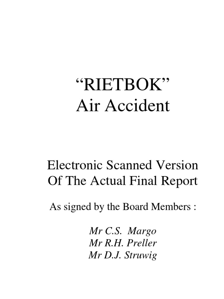 Rietbok Air Crash Investigation Report | PDF | Aviation Accidents And ...