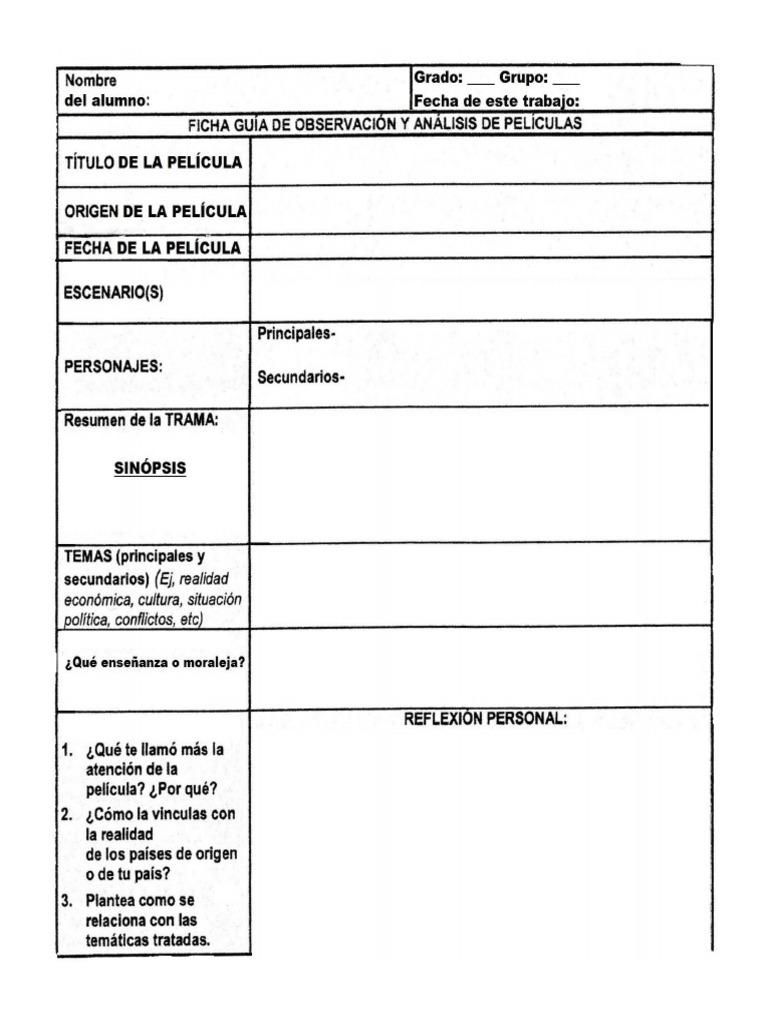 Guía de Análisis de Una Película Educativa | PDF | Aprendizaje ...