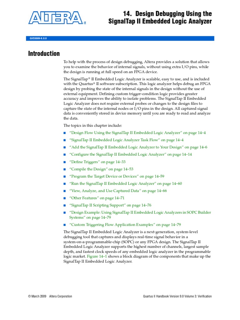 Signaltap Ii Embedded Logic Analyzer Pdf Embedded System Field Programmable Gate Array