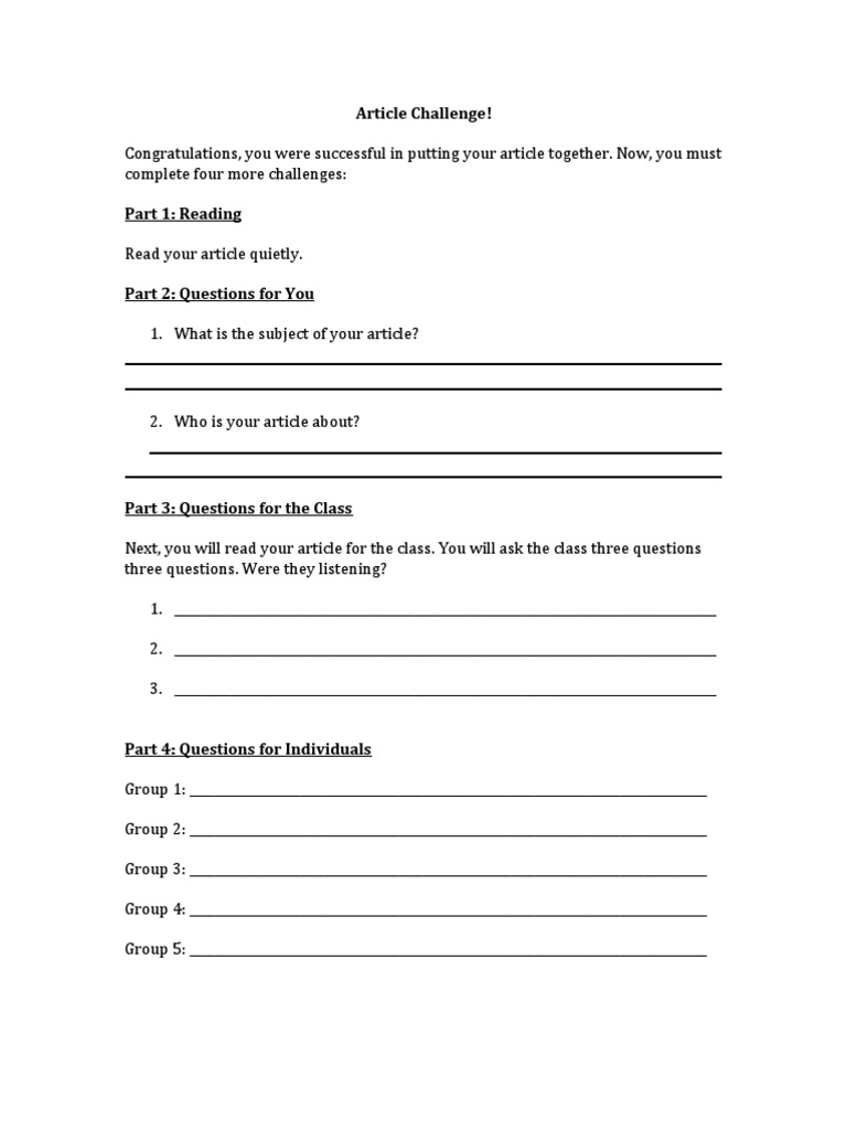 Article Challenge Instructions | PDF