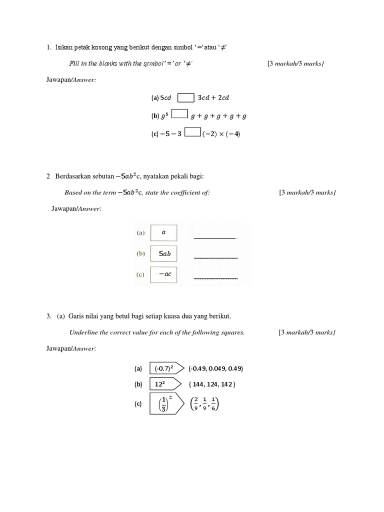 Latihan Kem Matematik | PDF
