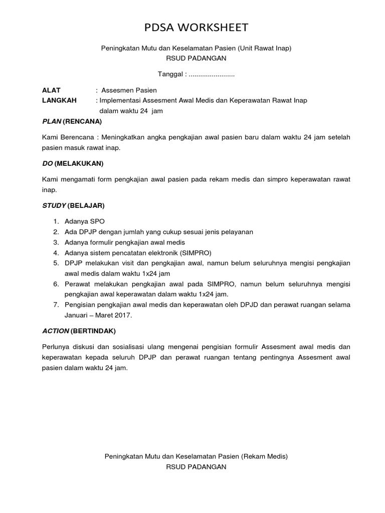 Contoh PDSA | PDF