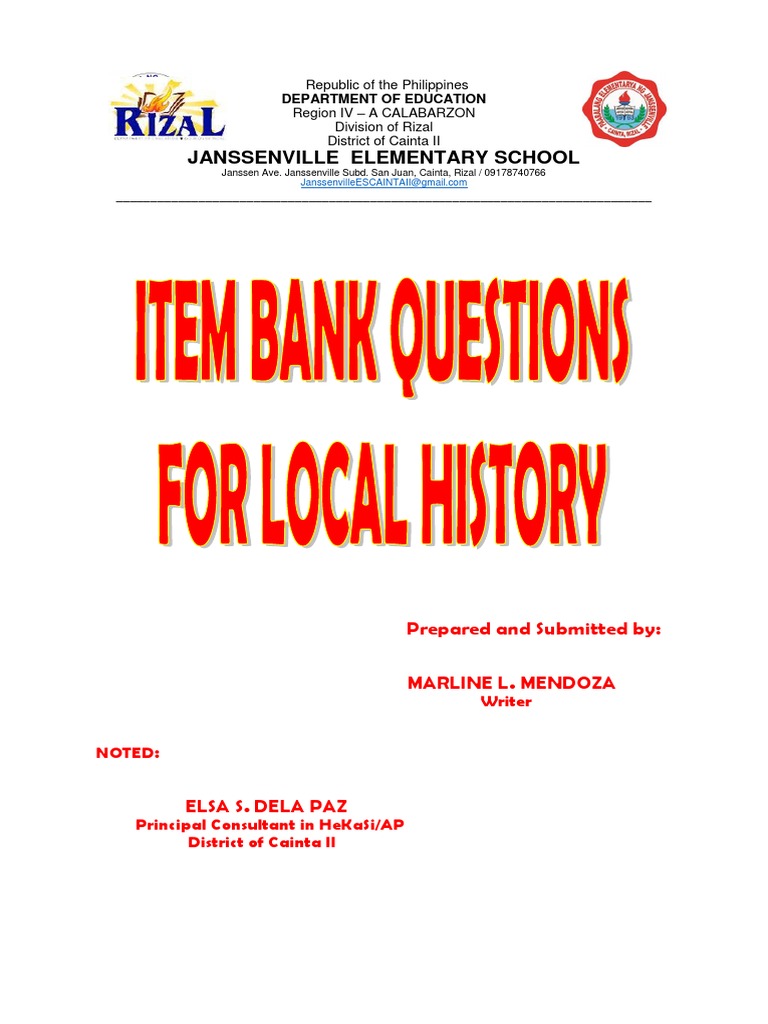 2015 Item Bank Questions For Local History | PDF