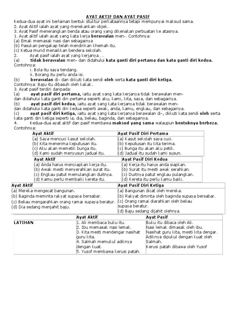 Ayat Aktif Dan Ayat Pasif | PDF