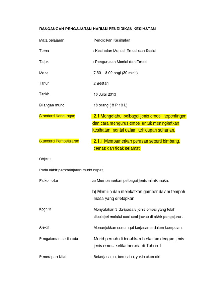 RPH PK Tahun 2 | PDF